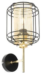 Designová nástěnná lampa černá se zlatou - Gaze Up