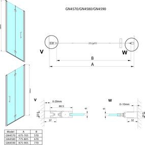 Gelco Gelco, LORO Sprchové dveře skládací 900 mm, čiré sklo, GN4590