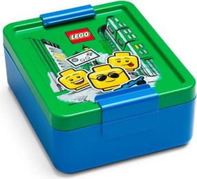 Modrý box na svačinu se zeleným víčkem LEGO® Iconic