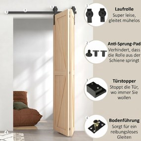 HOMCOM 122 CM Sada Kolejnic pro Posuvné Dveře pro Skládací Dveře se Systémem J pro 2 Dveře