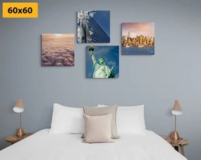Set obrazů New York v jedinečných barvách - 4x 60x60 cm