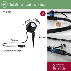Paulmann 94769 Plug&Shine Kikolo, zahradní reflektor s trnem 6,2W LED RGBW, antracit, IP65, ZigBee