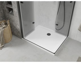 Mexen Lima Duo skládací sprchový kout 80 x 70 cm, Průhledné, Černá + sprchová vanička Flat - 856-080-070-70-02-4010B