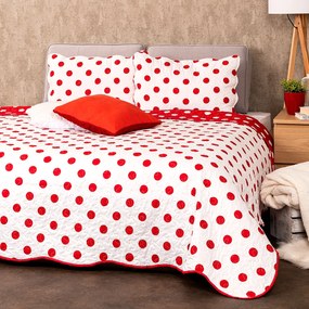 4Home Přehoz na postel Červený puntík, 220 x 240 cm, 2 ks 50 x 70 cm