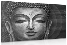 Obraz tvář Budhy v černobílém provedení