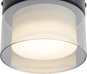 Moderní stropní svítidlo černé s kouřovým sklem - Puck