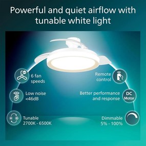 PH 8721103096067 Bliss DC stropní ventilátor a svítidlo 28W+35W zlatý - PHILIPS