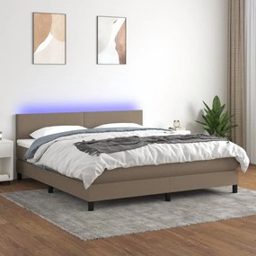 Box spring postel s matrací a LED taupe 180x200 cm textil 3133017