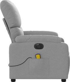 Elektrické masážní polohovací křeslo světle šedé textil 3204812