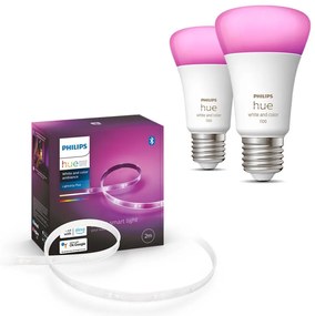 SADA -LED RGBW Stmívatelný pásek Philips Hue 2m 20W/230V + 2x LED Žárovka E27/9W