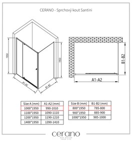 CERANO - Sprchový kout Santini L/P - chrom, transparentní sklo - 100x80 cm - křídlový
