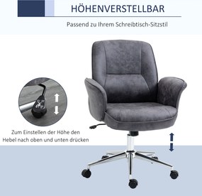 Kancelářská židle Vinsetto XXL, ergonomická kancelářská židle s houpací funkcí, výškově nastavitelná, max. nosnost 120 kg, šedá