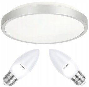 BERGE Stropní LED svítidlo SEMO-R SILVER - 2xE27 IP20 + 2x E27 10W svíčka - teplá bílá