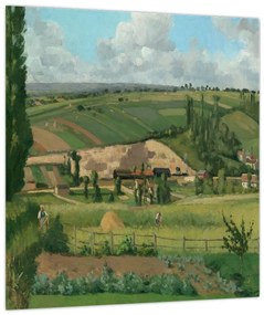 Obraz - Camille Pissarro, Landscape at Les Pâtis, Pontoise, reprodukce (30x30 cm)