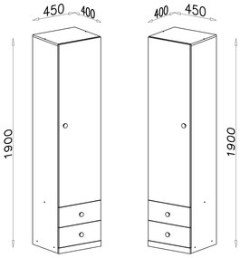 Dětský pokoj PIXEL | sestava F | 5 dílů | dub/bílá lux/šedá