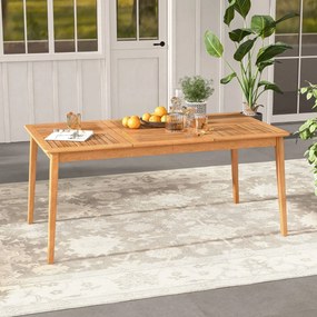 Costway Zahradní stůl akátové dřevo velký pro 6 osob – 170 × 90 cm, přírodní