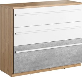 Casarredo - Komfort nábytek Komoda FLAMY/PLANO 07 3S, dub nash/šedá/bílá