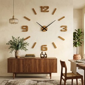 Flexistyle z540g - dubové nalepovací hodiny s průměrem 100-130 cm