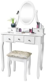 Malatec 4647 Bílý toaletní stolek se zrcadlem a stoličkou