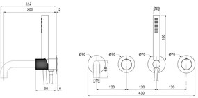 Sapho Sapho, ULTRATAP podomítková vanová baterie kompletní, černá mat/chrom, UT093TBC