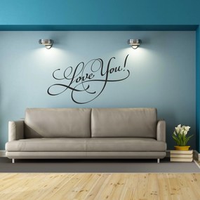 Samolepka na zeď - Love you nápis (95x57 cm) - PopyDesign