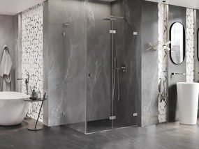 Mexen Lunar-F L, sklápěcí sprchový kout pravý 95 x 70 cm, 8mm čiré sklo, chromový profil, 836L-095-070-01-00-P