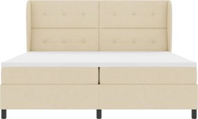 Postel s boxspringem s čelo Krémová 200 x 200 cm textil 3340590