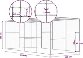 Klec pro kočky 6 x 3 x 2,5 m pozinkovaná ocel 146362