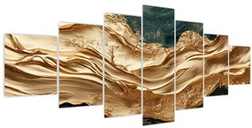 Obraz - Zelená abstrakce se zlatem II. (210x100 cm)