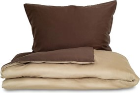 Saténové povlečení LUXURY COLLECTION tmavě hnědé/béžové - 1x 140/220, 1x 70/90cm