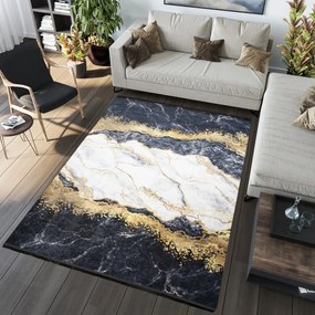 Tmavý moderní koberec s protiskluzovou úpravou a abstraktním vzorem Šířka: 160 cm | Délka: 230 cm