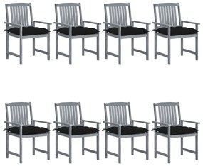 Zahradní židle s poduškami 8 ks masivní akáciové dřevo šedé,  3078256