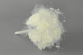 Puget z pěnových růžiček do ruky PRZ2988, barva bílá, umělá dekorace Min množ.