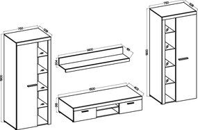 FALCO Obývací stěna Rizo XL Odstín: Matera/old style