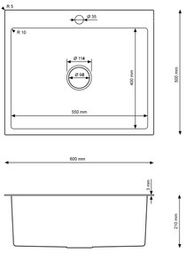 Velazo Dřez 1 komorový, nerez - , 60x50 cm, zlatý