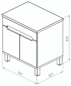BPS-koupelny Koupelnová skříňka pod deskové umyvadlo Orion W 80-HD