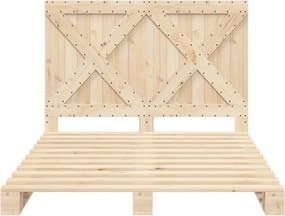 Rám postele s čelem bílý 140 x 200 cm masivní borové dřevo 3281570