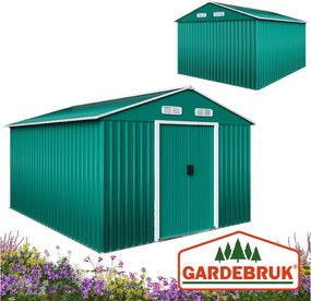 Zahradní domek na nářadí zelená 260x315x180cm kov 15m³ úložný prostor pozinkovaný spodní rám