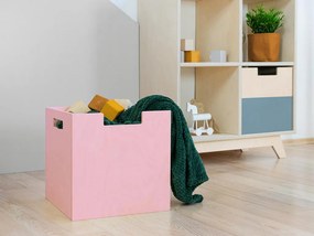 Benlemi Úložný dřevěný box BOKS s obdélníkovým výřezem Zvolte barvu: Růžová, pololakovaná