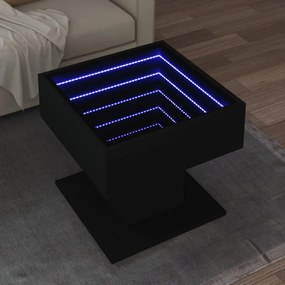 Konferenční stolek s LED černý 50 x 50 x 45 cm kompozitní dřevo