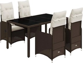 5dílný zahradní bistro set s poduškami hnědý polyratan 3277066