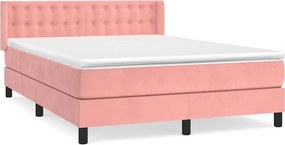 Box spring postel s matrací růžová 140x190 cm samet 3131200