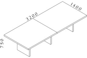 Jednací stůl Lineart 320 x 140 cm, jilm světlý