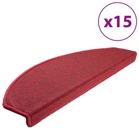 vidaXL Marketos Schodové rohože 15 ks 65 x 24 x 4 cm červené půlkulaté velké