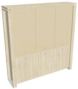 Vysoká skříň Verno+ S 200 x 46 x 210 cm, kombinované dveře, akát / vanilka