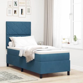 Postel s boxspringem s čelo Tmavě modrá 80 x 200 cm samet 3339864