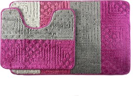 Koupelnová předložka šedá/fuchsia SLV Comfort,2 set