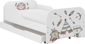 Wooden Toys Dětská postel MIKI  140x70  INDIÁNSKÁ VESNICE