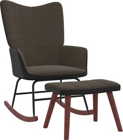 vidaXL Houpací křeslo se stoličkou samet a PVC [327890] Barva: Tmavě šedá