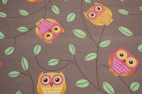 AladinWorld Expres, Dětský metrážový koberec Little Owls, na míru, šíře 4m, hnědá, filc, dětský pokoj